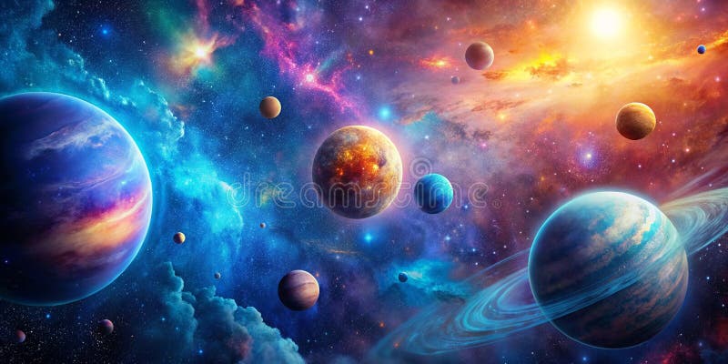 Bright planets and stars stock illustration. Illustration of element ...