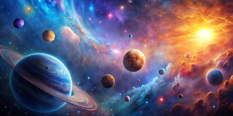 Bright planets and stars stock illustration. Illustration of element ...