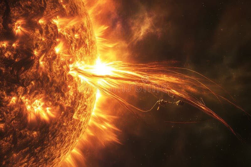 Solar Eruption Emitting Bright Plasma in Vibrant Colors Against a Dark ...