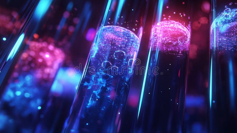 Bright Plasma Like Liquids Illuminated in Tubes Create an Engaging Visual Display in a ...