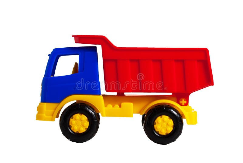 A Bright Plastic Toy Truck Side View Stock Image - Image of isolated ...