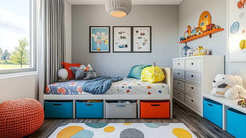Bright Playful Children's Room Storage Bins Stock Photos - Free ...