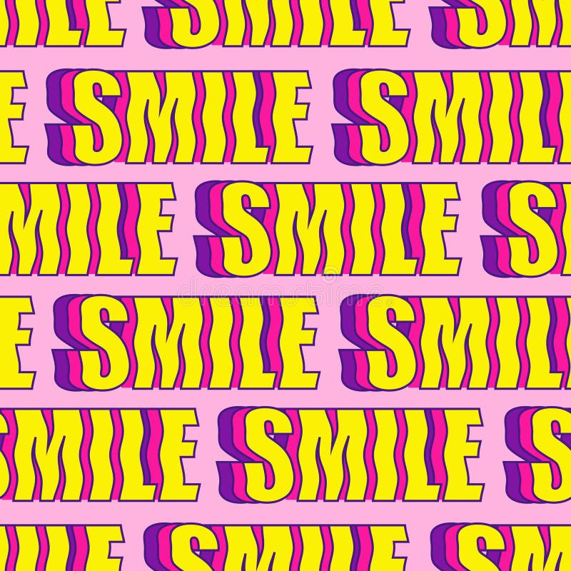 Bright Playful Funny Pattern with Quote Word Smile Stock Illustration ...