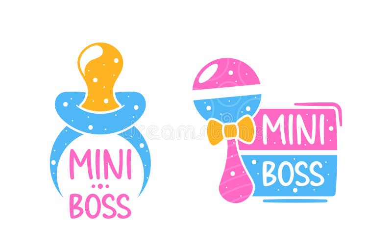 Bright and Playful Mini Boss Logos Featuring a Pacifier and a Rattle ...