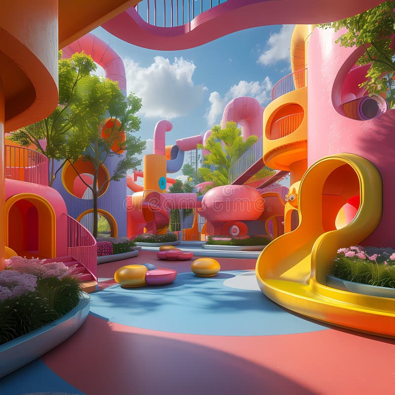 Bright Playground Fun! stock illustration. Illustration of getaway ...