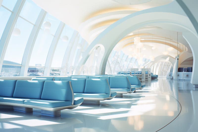 Modern Interior with Large Windows in the Waiting Area Stock ...