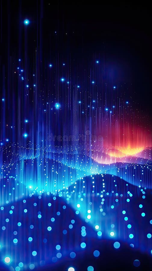 Illuminated Data Visualization Displaying Horizontal Light Columns ...