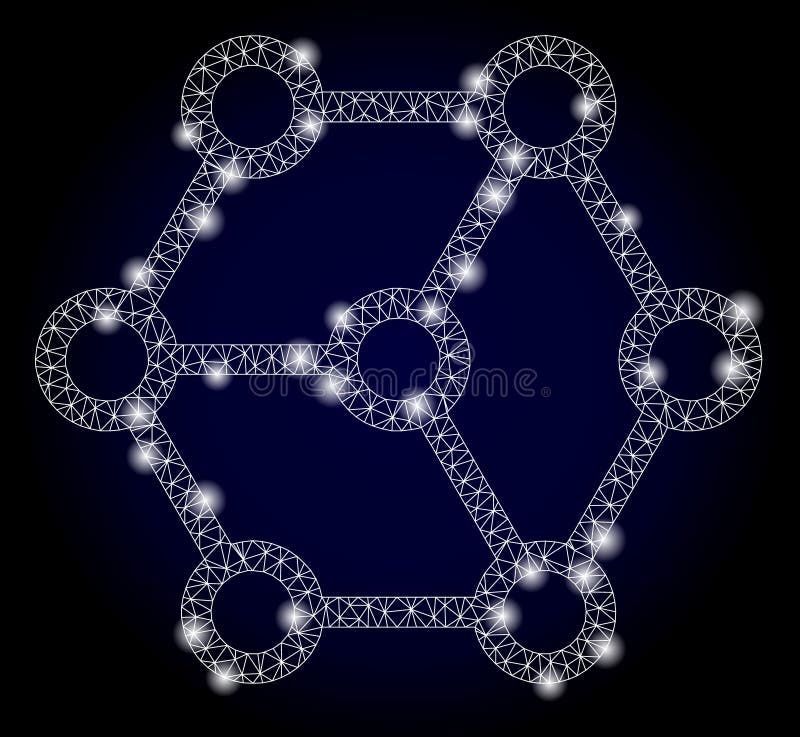 Bright Polygonal Mesh Blockchain with Glare Spots Stock Vector ...