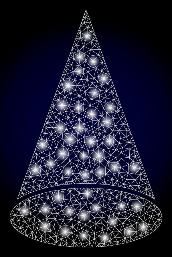Bright Polygonal Mesh Cone Figure with Light Spots Stock Vector ...