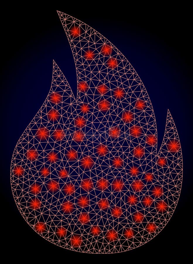 Bright Polygonal Mesh Fire with Light Spots Stock Vector - Illustration ...