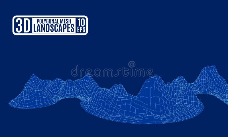 Bright Polygonal Mountains Ridge Grid Stock Illustration - Illustration ...