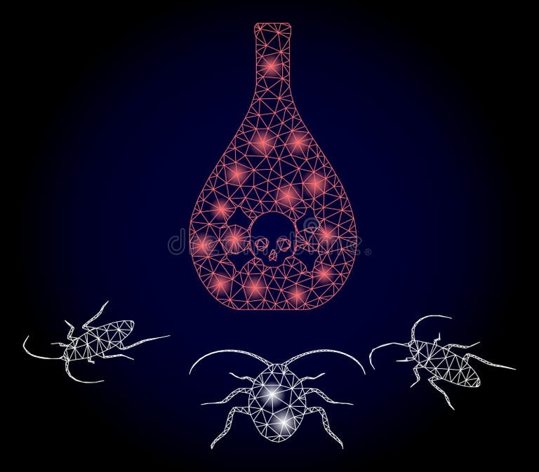 Bright Polygonal Net Cockroach Poison with Light Spots Stock Vector ...