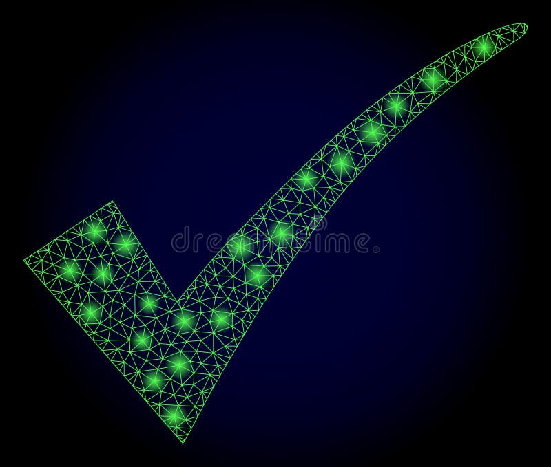 Bright Polygonal Net Confirm Tick with Lightspots Stock Vector ...