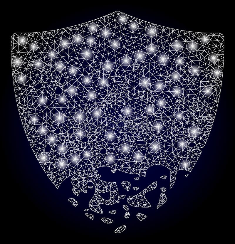Bright Polygonal Net Damaged Shield with Lightspots Stock Vector ...