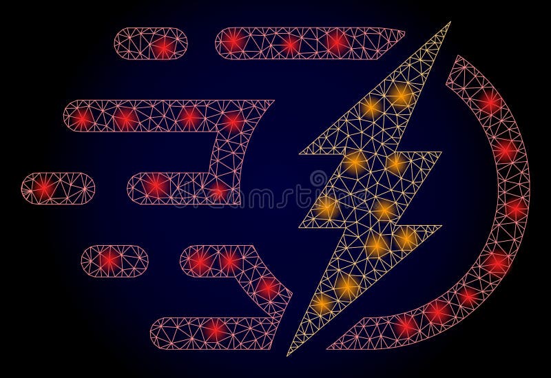 Bright Polygonal Net Electrical Power with Lightspots Stock Vector ...