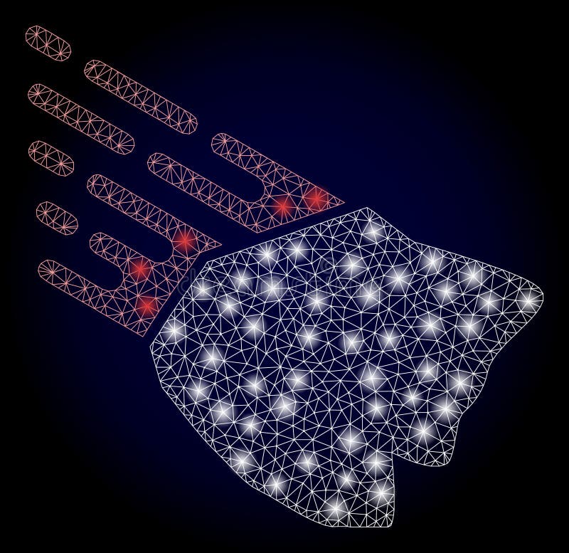 Bright Polygonal Net Falling Rock Stone with Glare Spots Stock Vector ...