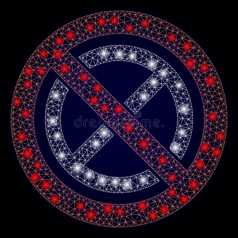 Bright Polygonal Network Forbidden Ban with Lightspots Stock Vector ...