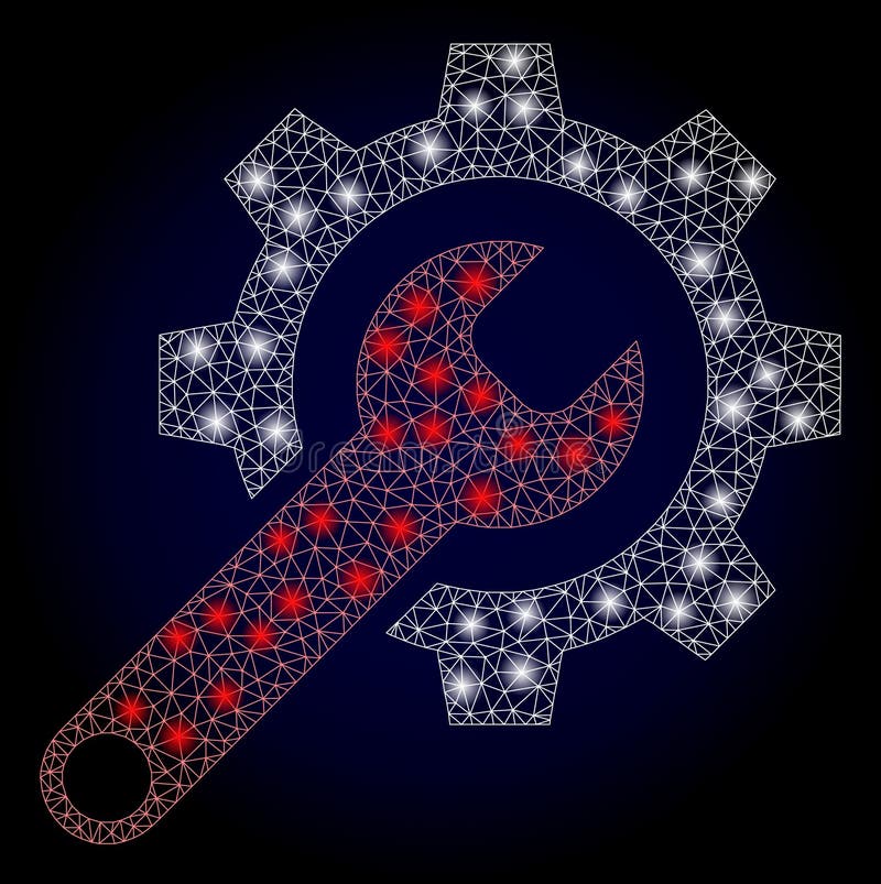 Bright Polygonal Network Repair Tools with Glare Spots Stock Vector ...