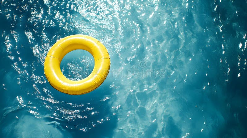Bright Pool Scene with Yellow Swim Ring Floating. Generative AI Stock ...