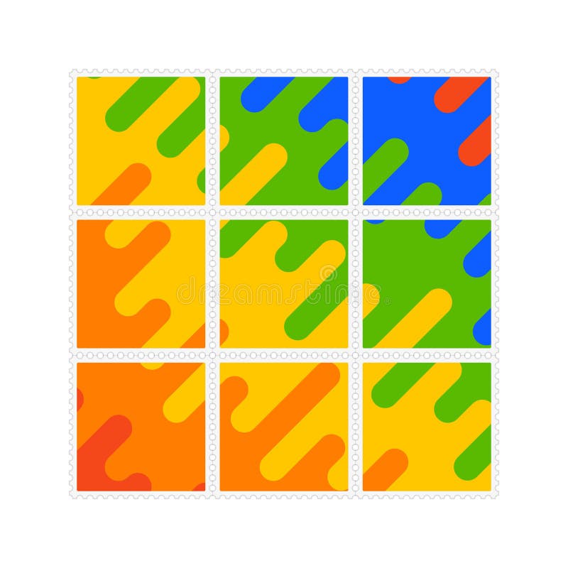 Bright Postage Stamps Template Stock Vector - Illustration of border ...