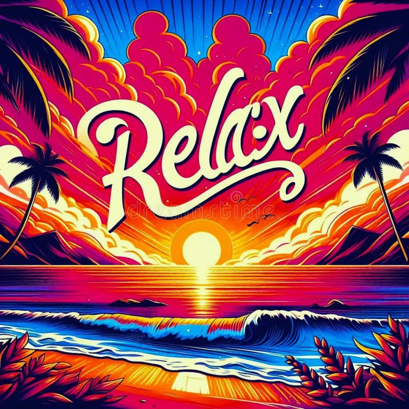 A Bright Poster with a Message: RELAX. Stock Illustration ...