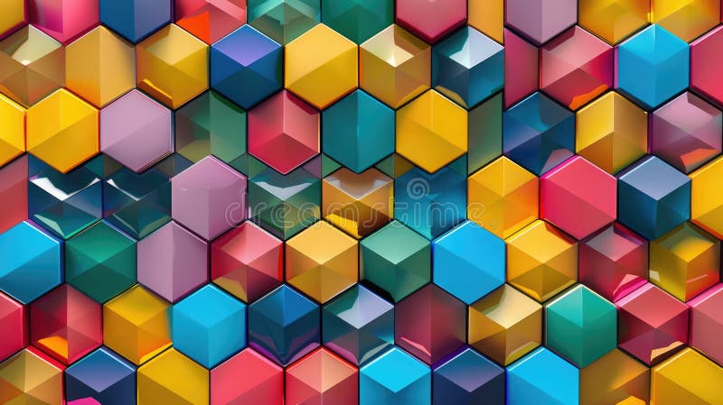 Bright Primary Colors in a High Resolution Abstract 3D Geometric ...