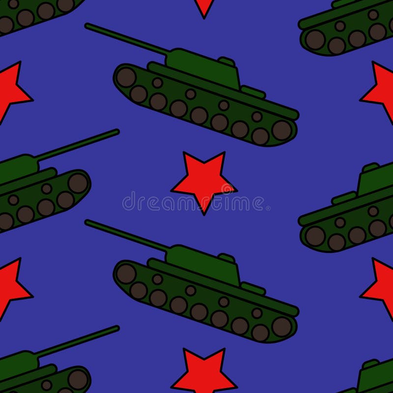 Vector Illustration. Seamless Pattern with Green Tanks Stock Vector ...
