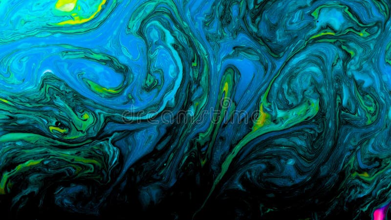 Bright Psychedelic Dyes Mixed in Black Liquid, Abstract Patterns Stock ...