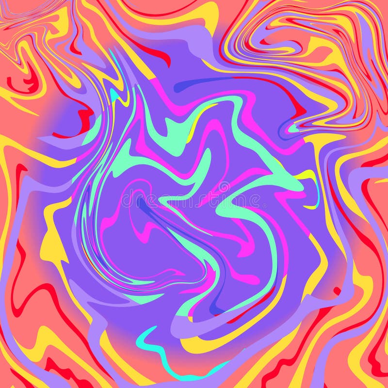 Bright Psychedelic Vector Background. Colorful Liquid Curled Shapes on ...
