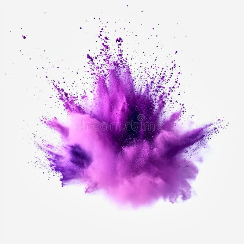 Bright Purple Powder Paint Exploding Against a Clean White Background ...