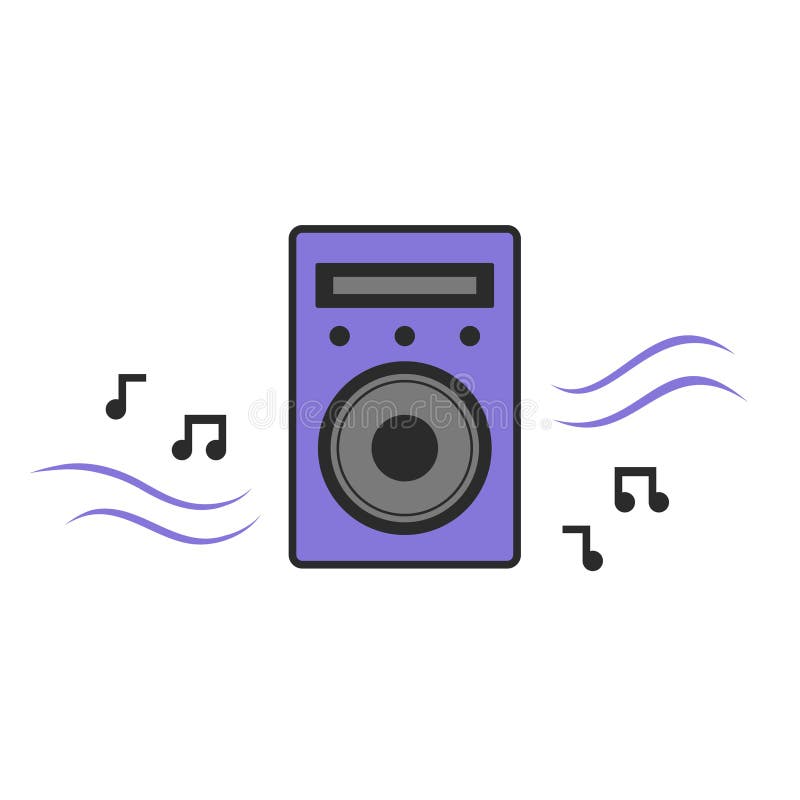 Bright Purple Speaker Playing Music with Notes Around it Stock Vector ...