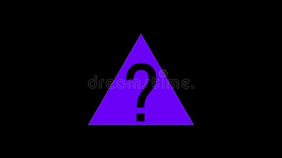 A Bright Purple Triangle with a Question Mark Inside Against a Solid Black Background Stock ...