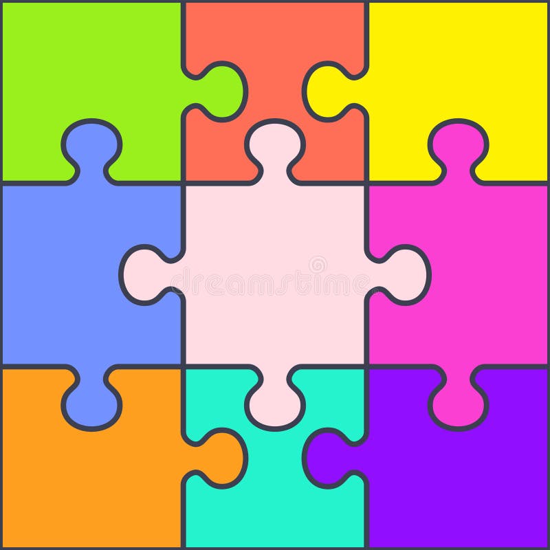Bright Puzzles. Flat Vector Cartoon Illustration on a White Background ...