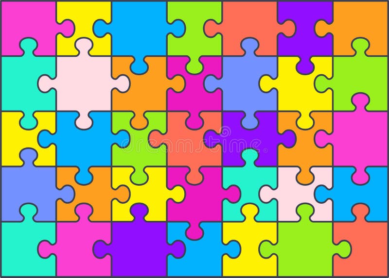 Bright Puzzles. Flat Vector Cartoon Illustration on a White Background ...