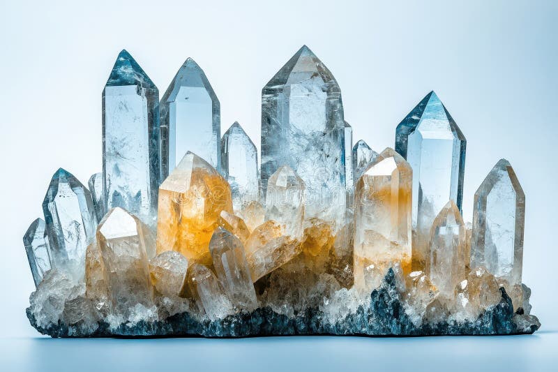 Bright Quartz Crystal Formation with Sharp Points Stock Image - Image ...