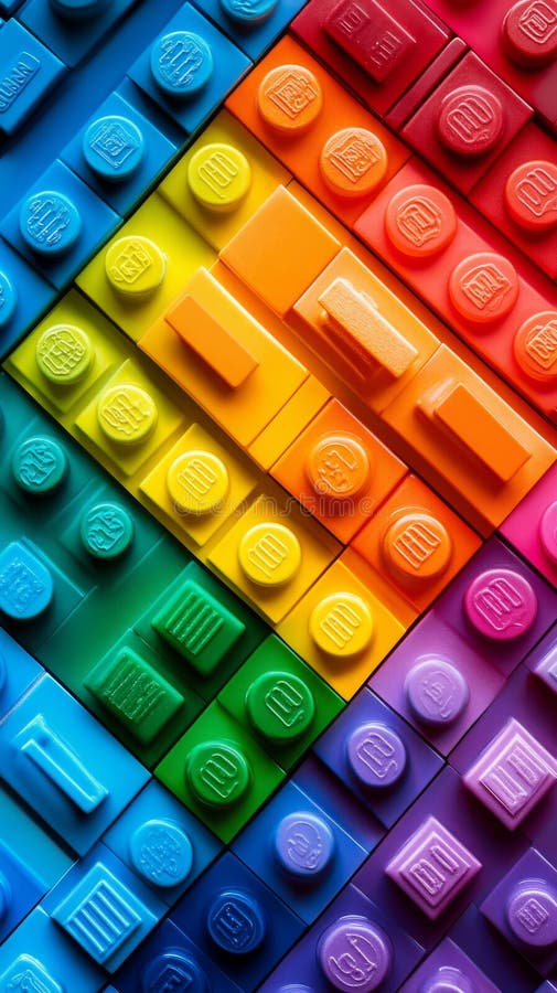 Bright Rainbow Blocks Set in a Vivid and Non-representational Pattern ...