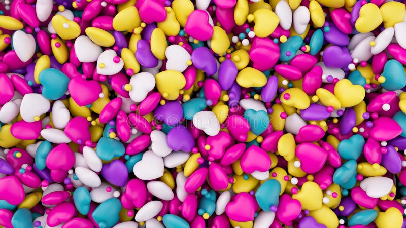 Bright Rainbow Colored Candy Hearts for Valentine S Day 3d Illustration ...