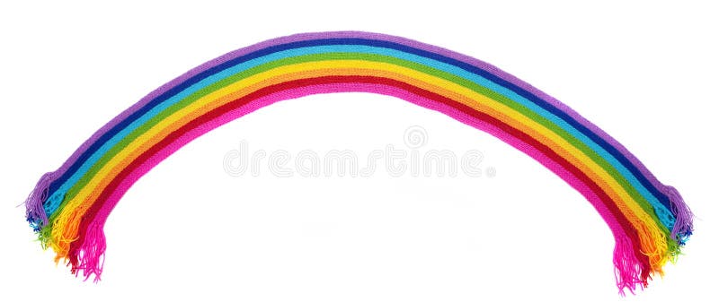 Bright Rainbow Knitted Scarf Stock Photo - Image of adult, pattern ...