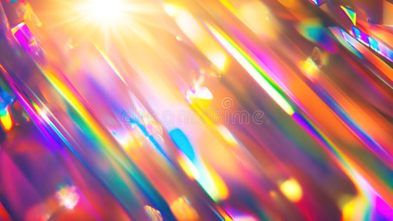 Bright Rainbow Light Refracting through a Prism Creates Scattered Color ...