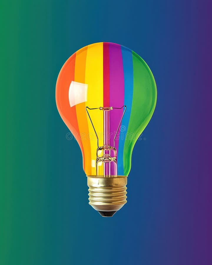 Bright Rainbow Lightbulb Symbolizing Joyful Ideas and Creativity ...