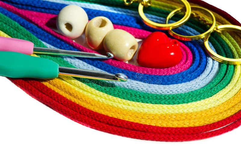Bright Rainbow Palette of Multi-colored, Cotton Threads, Hooks and ...