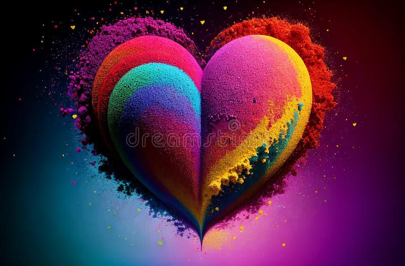 Bright Rainbow Powder Heart. Valentine S Card Stock Illustration ...