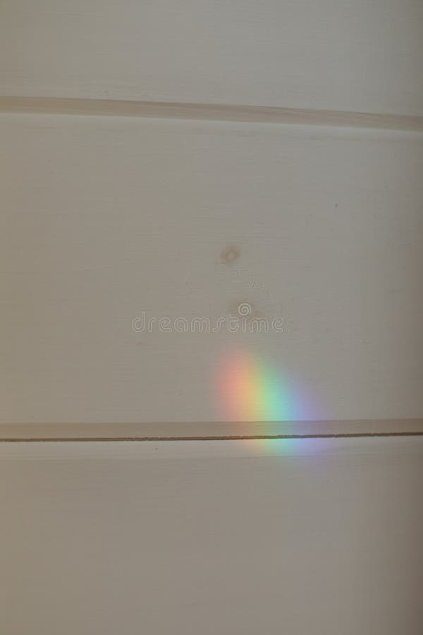 Bright Rainbow Ray on White Wall. Everyday Aesthetics. Abstract Natural ...