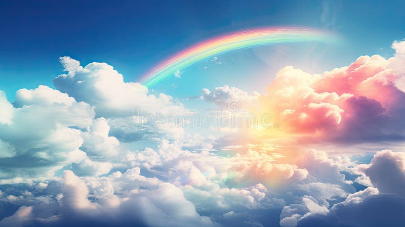 Bright Rainbow Stretched Across the Sky Stock Image - Image of ...