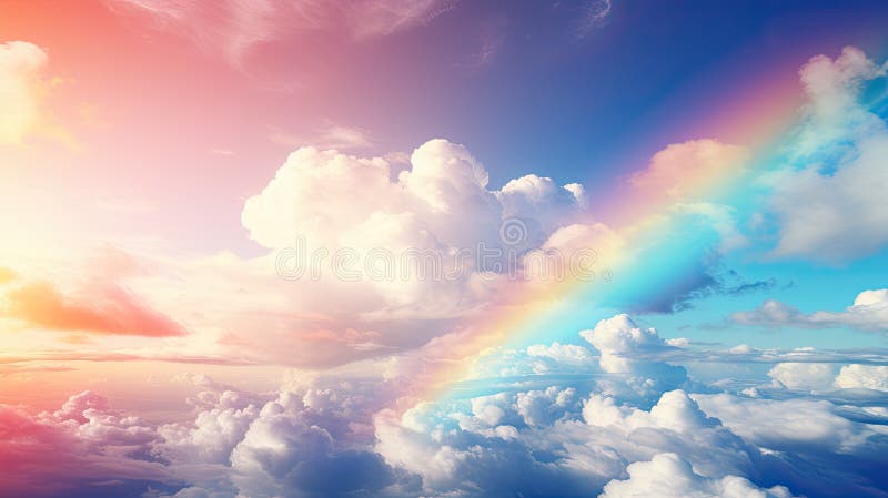 Bright Rainbow Stretched Across the Sky Stock Illustration ...