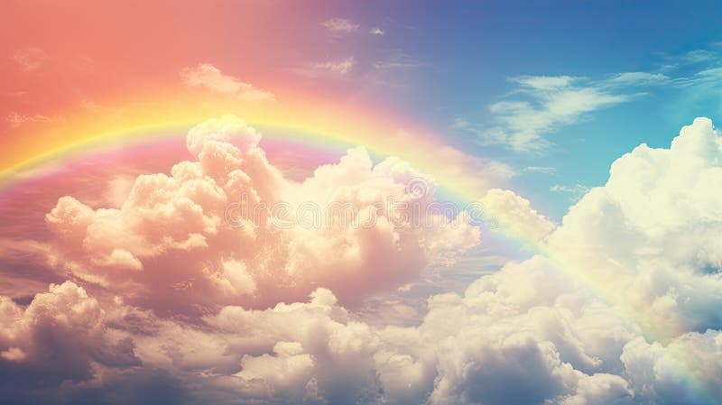 Bright Rainbow Stretched Across the Sky Stock Photo - Image of weather ...