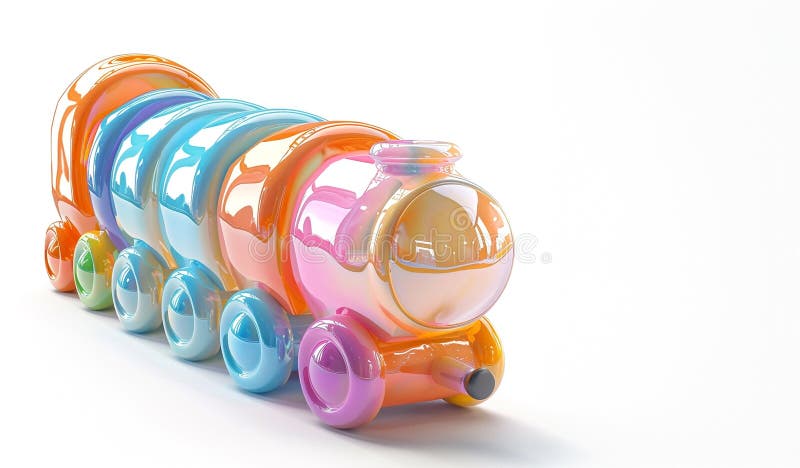 Bright Rainbow Toy Train in 3d Style. Copy Space Stock Illustration ...