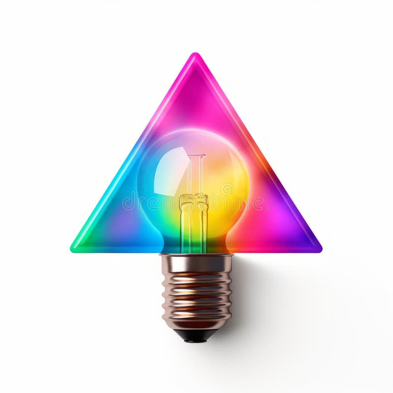 Bright Rainbow Triangle Light Bulb - Digital Mixed Media Sculpture ...
