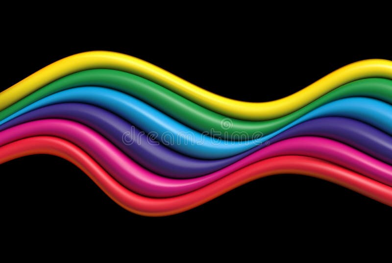 Bright Rainbow Wavy Lines, Grid, Abstract Dark Background Stock Vector ...