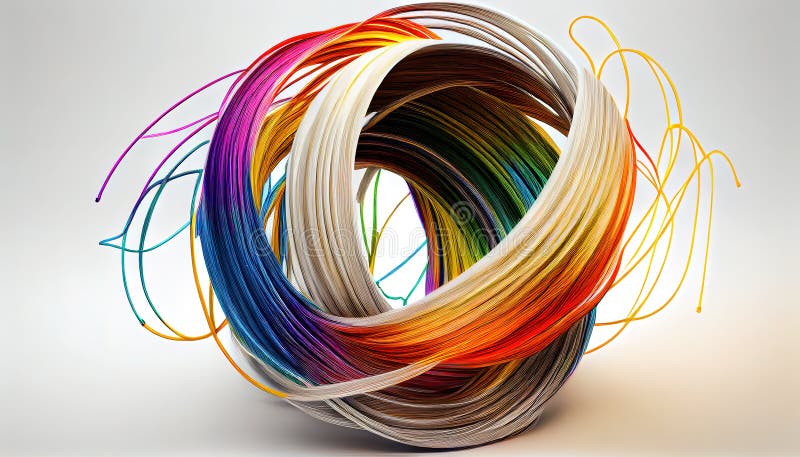 Bright Rainbow Wires Abstract Background. AI Render Stock Illustration ...